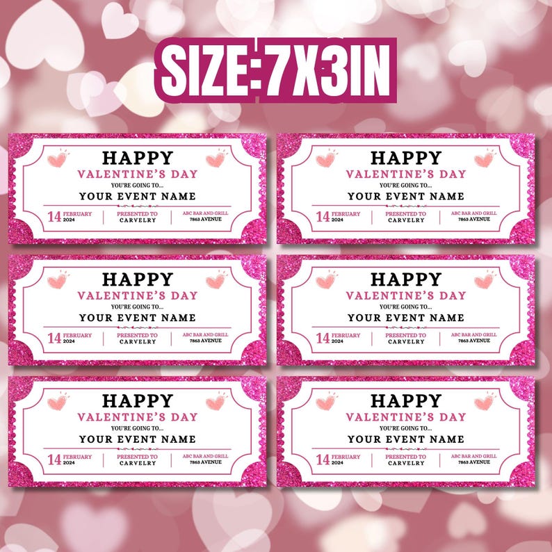 Editable Valentine Coupon & Surprise Gift Ticket Valentine's Day Ticket ...