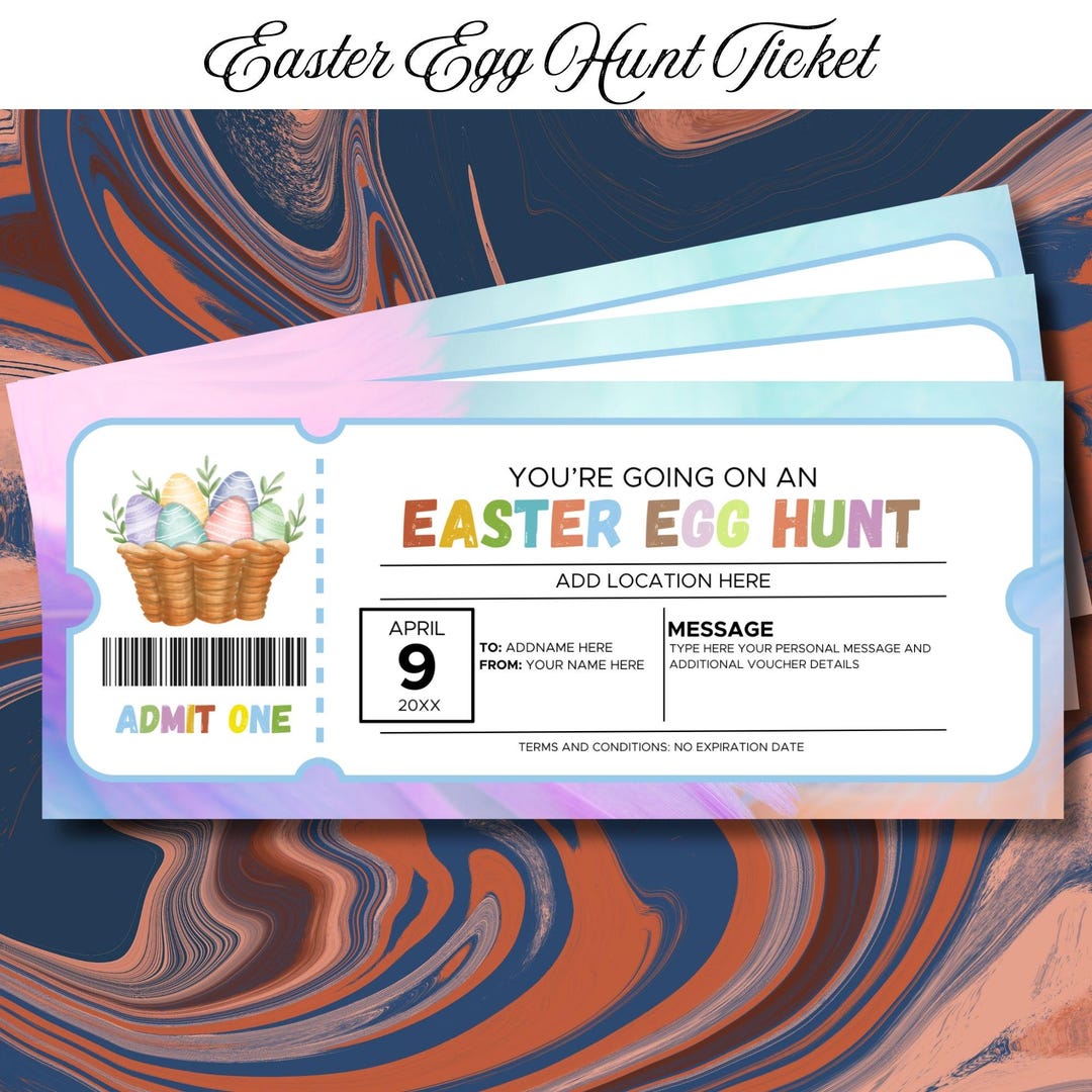 Easter Egg Hunt Editable Ticket, Easter Invitation, Easter Party Game ...