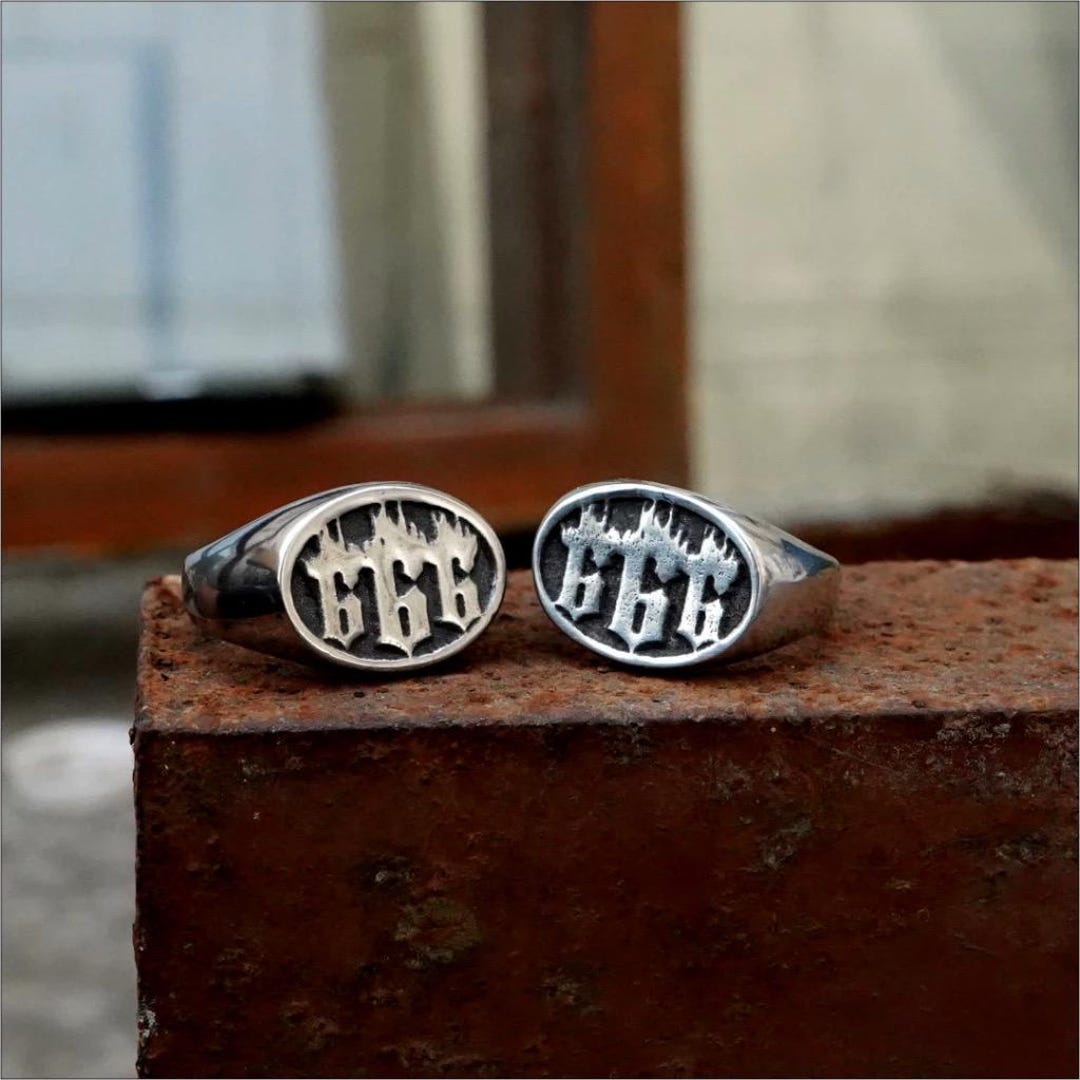 666 Flames Ring – Gothic Devil’s Fire Statement Ring, Unique Skull ...