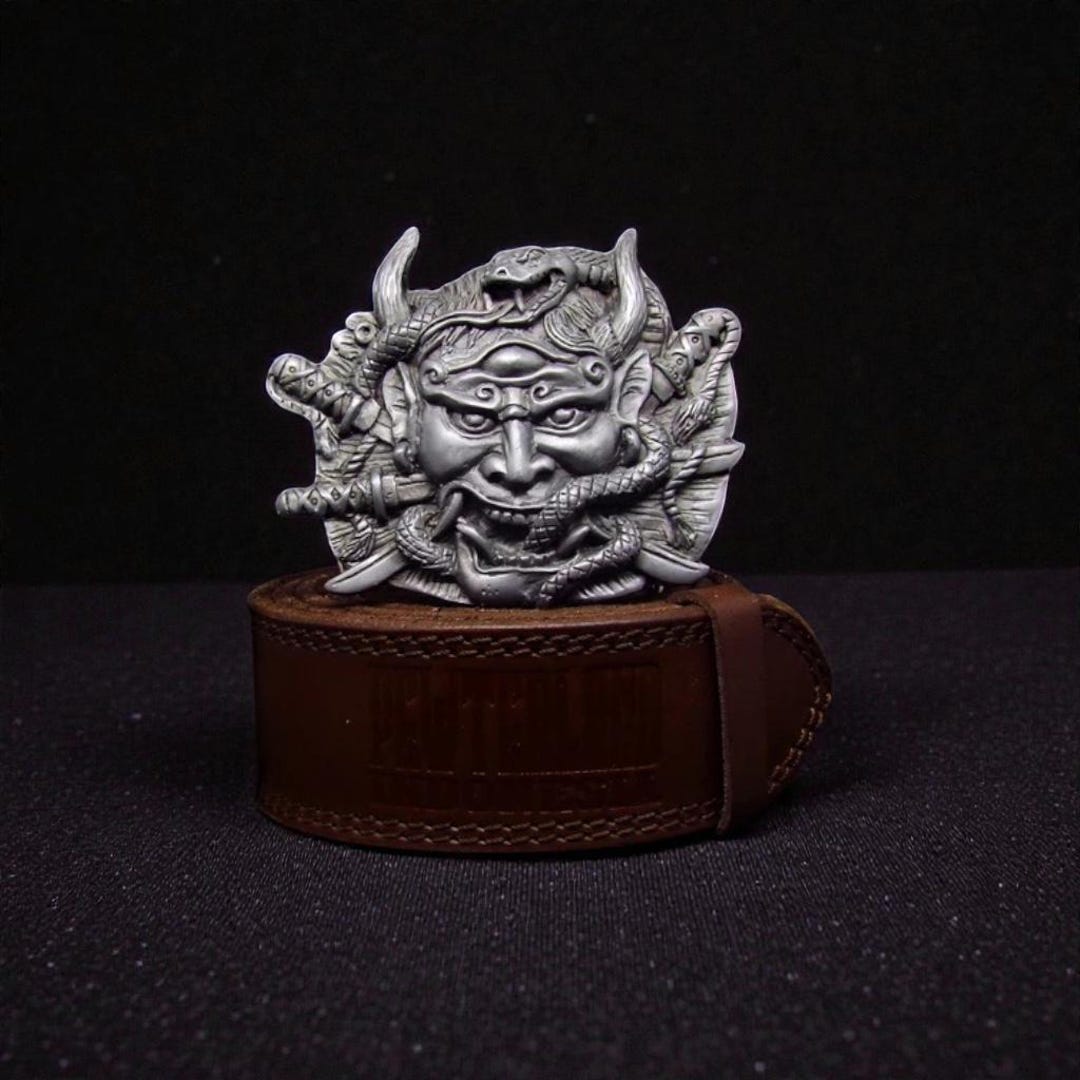 Hannya Oni Demon Belt Buckle: Stainless Steel Japanese Design, Bold ...