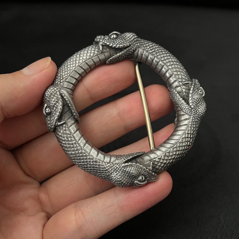 Ouroboros Snake Belt Buckle – Viking Pewter Serpent Buckle, Gothic ...