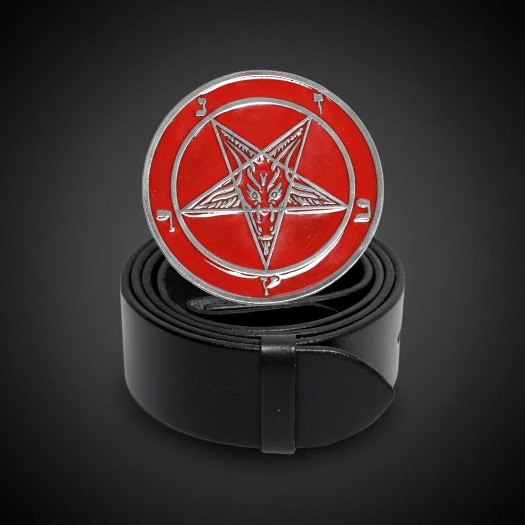 Satanic Pentagram Belt Buckle: Gothic Biker Accessory for Bold Occult ...