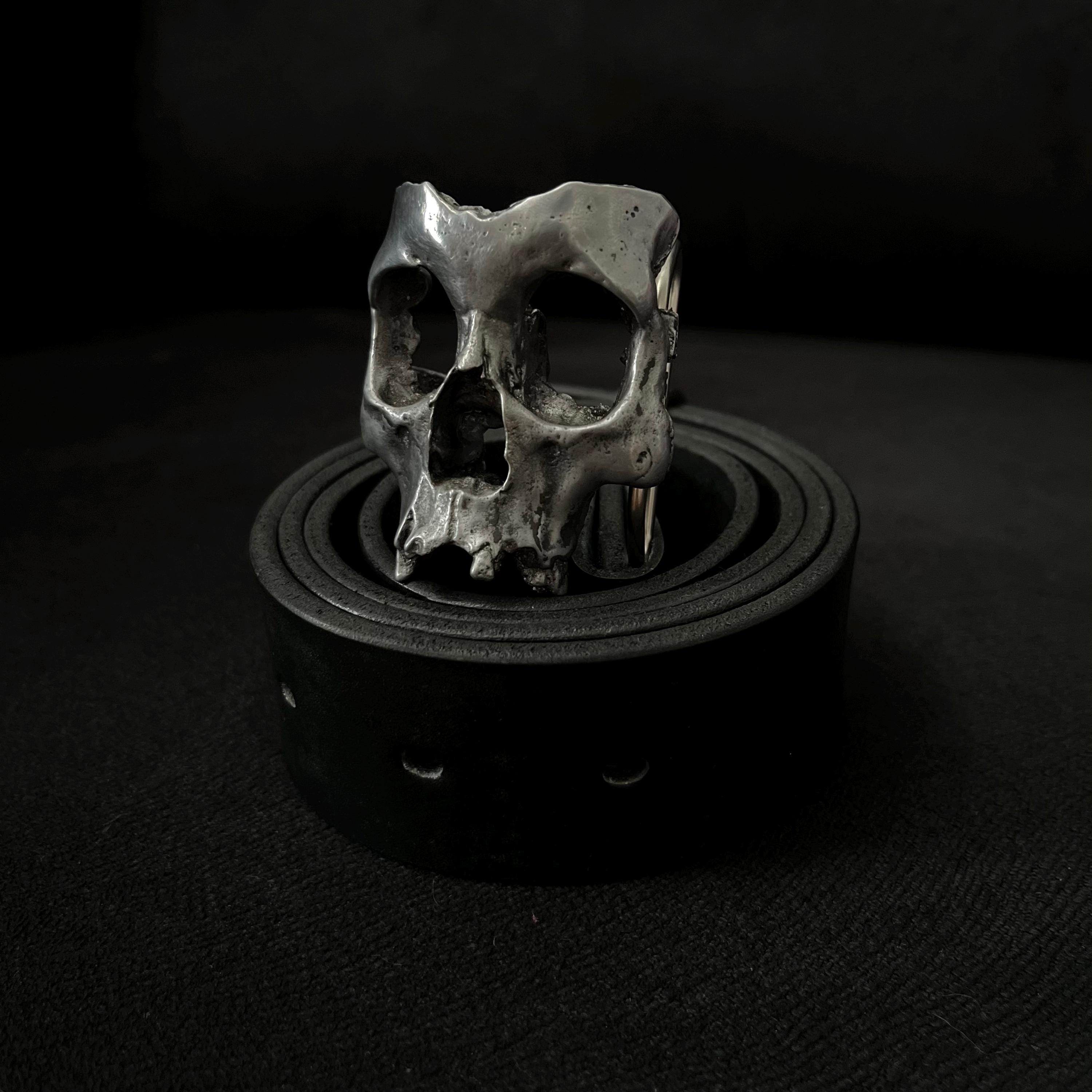 Classic Skull Belt Buckle – Heavy-duty Pewter Biker Buckle, Gothic ...