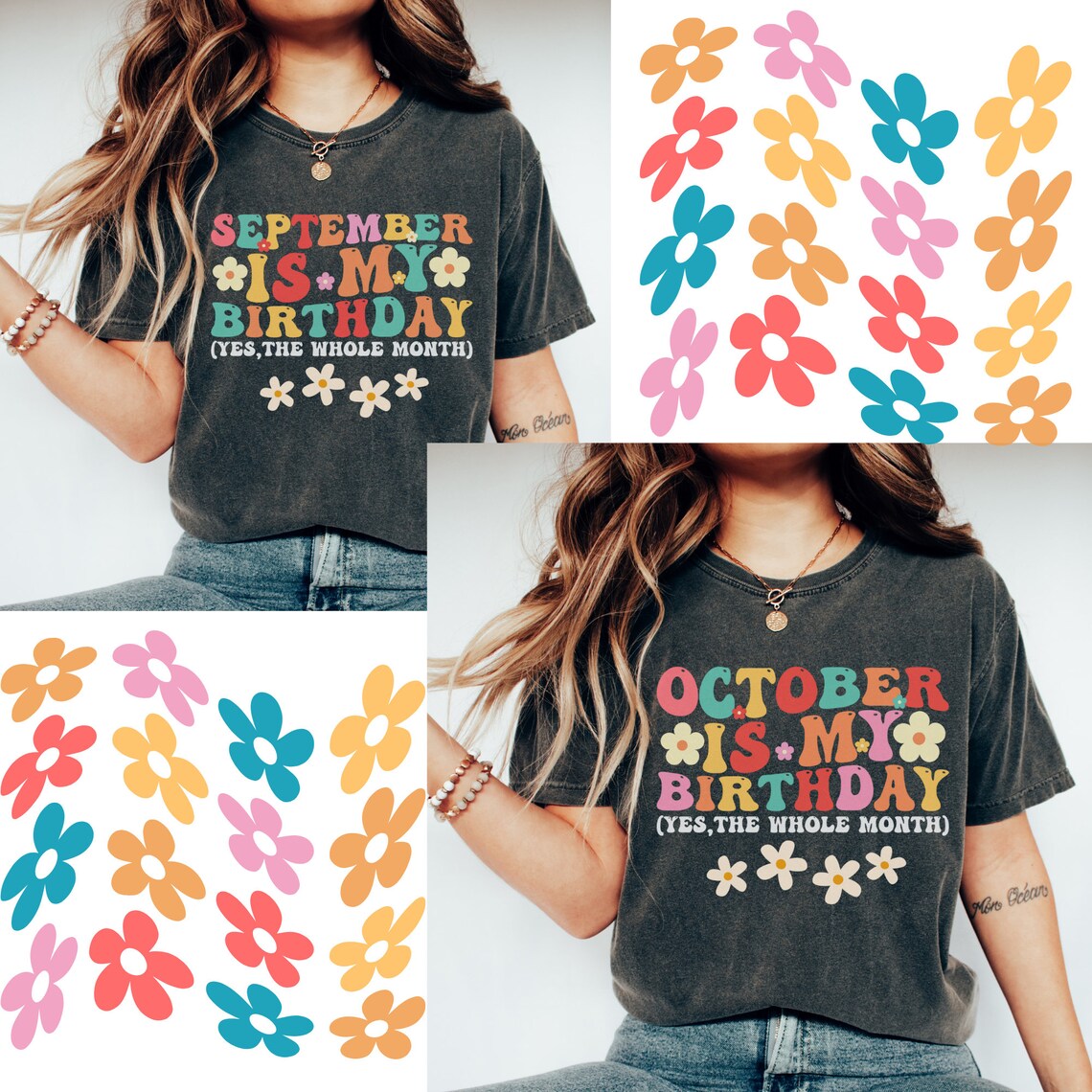 All Months Birthday Tshirts, Choose Birthday Month Tshirt, Retro Look ...