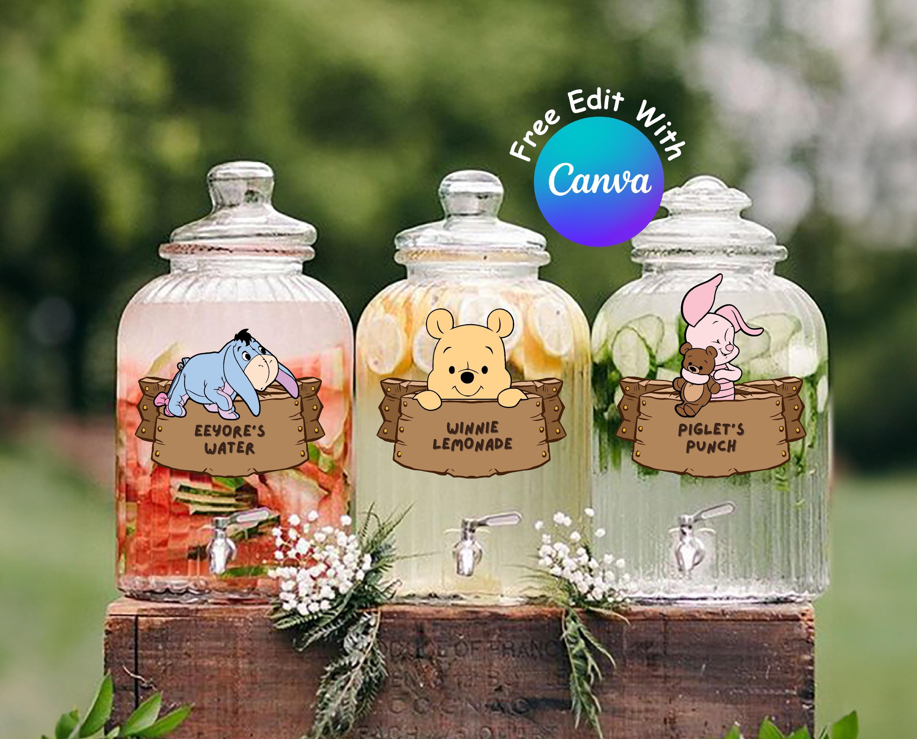 Editable Winnie the Pooh Party Drink Labels for Baby Shower or Birthday ...