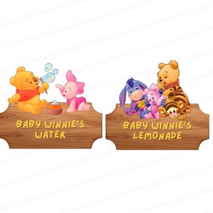 Editable Winnie the Pooh Party Drink Labels for Baby Shower or Birthday ...