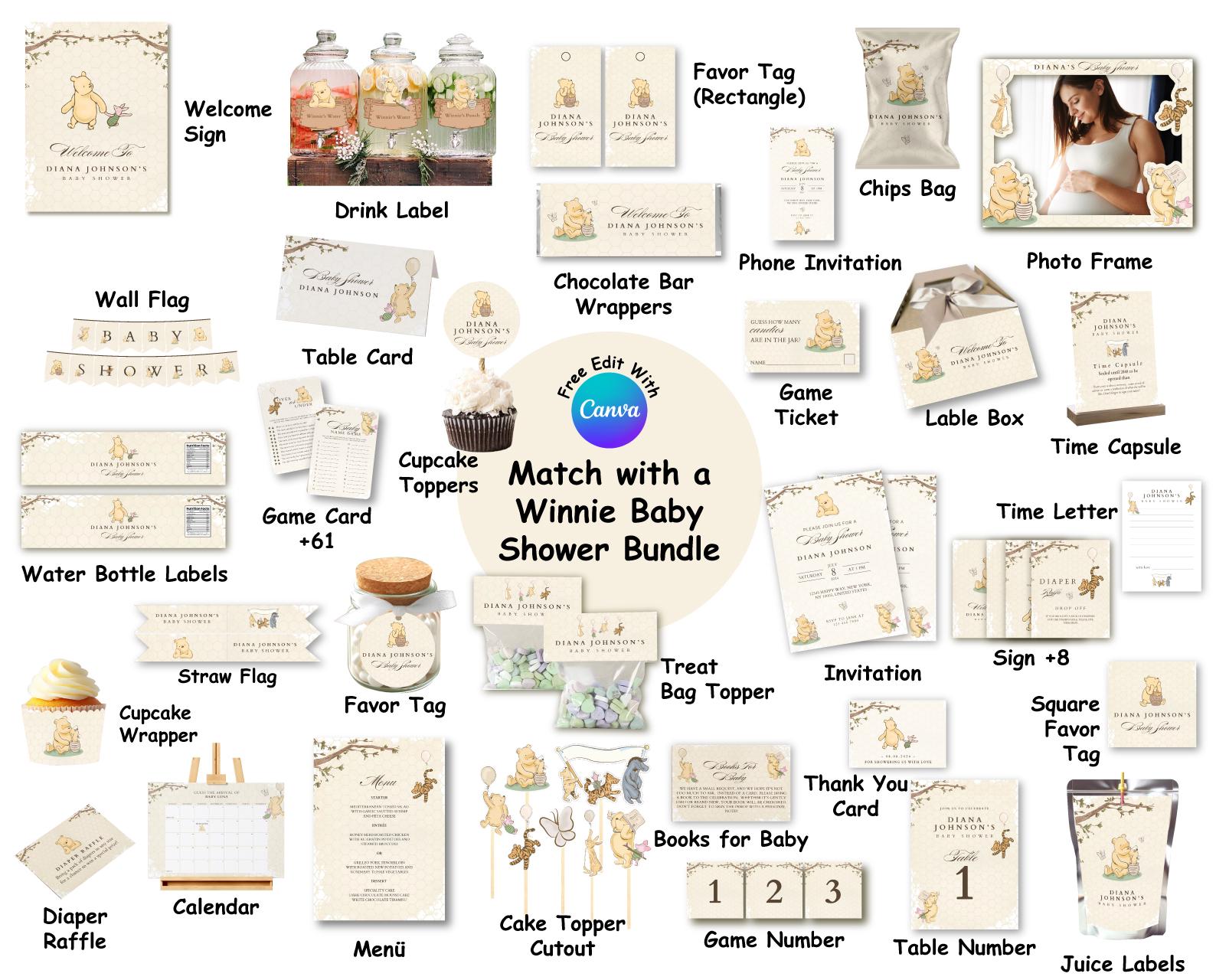 Classic Winnie the Pooh Baby Shower Cutouts, Gender Neutral Board ...