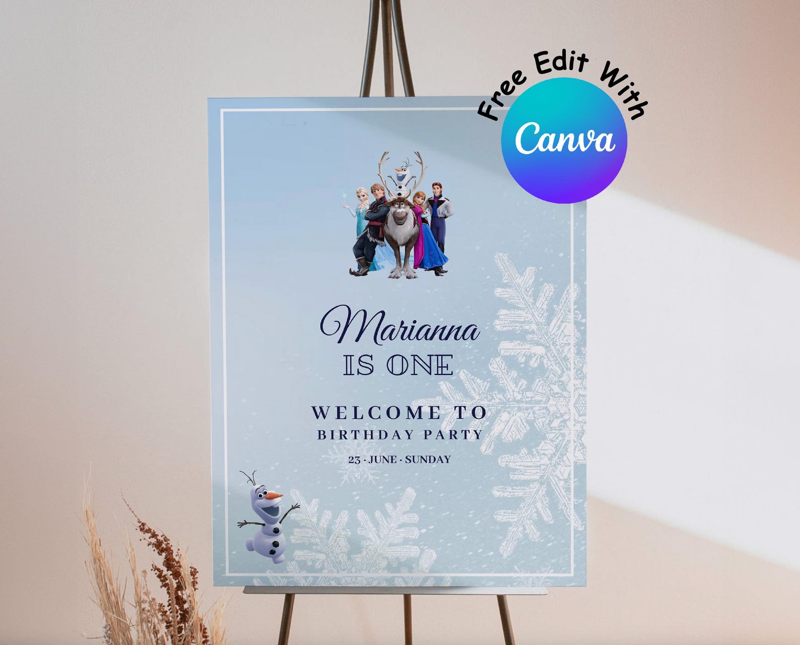 Frozen Birthday Welcome Sign, Elsa Anna Party (digital Template) - Etsy