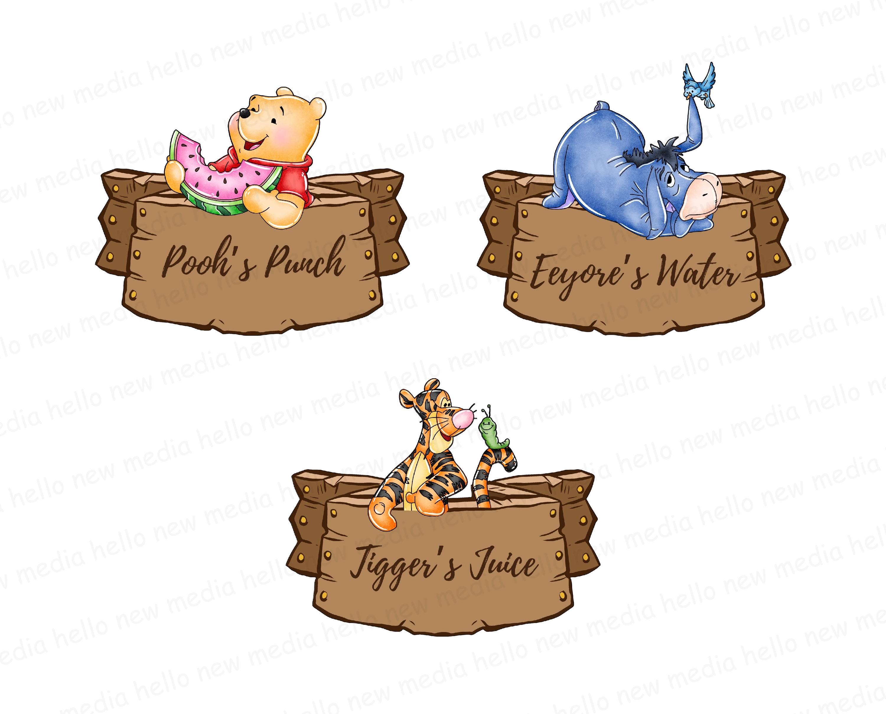Editable Winnie the Pooh Party Drink Labels for Baby Shower or Birthday ...