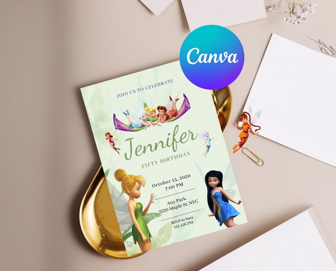 Editable Tinkerbell Birthday Invitation, Fairy Party (digital Download ...