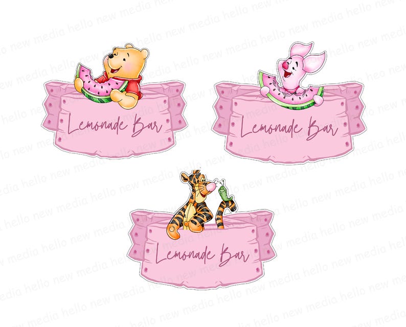 Editable Winnie the Pooh Party Drink Labels for Baby Shower or Birthday ...