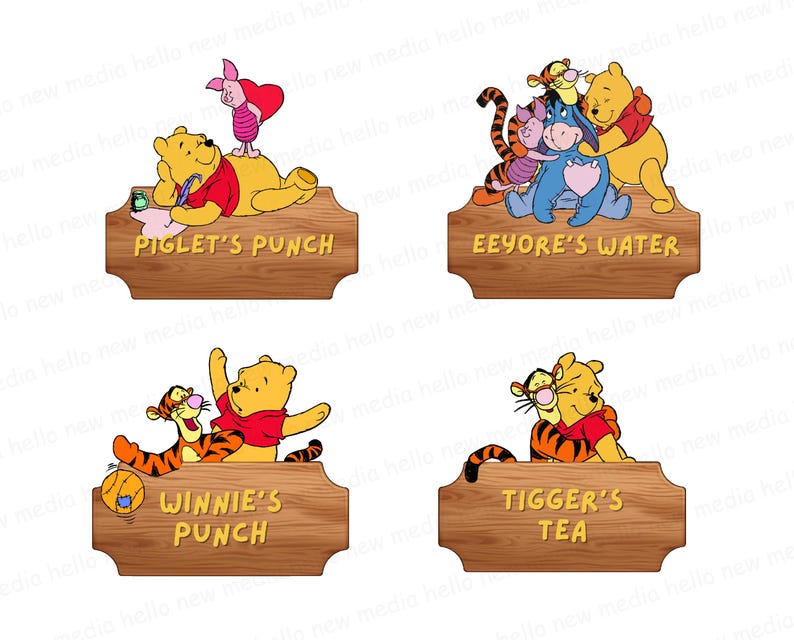 Editable Winnie the Pooh Party Drink Labels for Baby Shower or Birthday ...