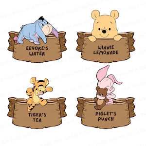 Editable Winnie the Pooh Party Drink Labels for Baby Shower or Birthday ...