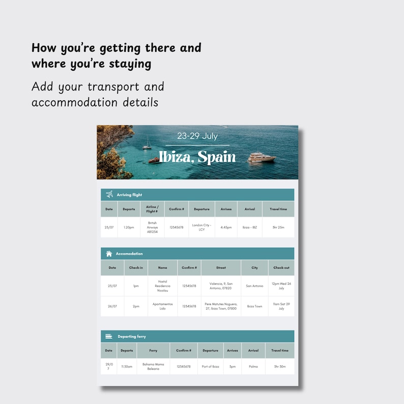 Customisable Travel Itinerary Template - Etsy