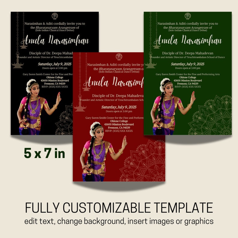Arangetram Invite, Evite Digital Invitation, Bharatanatyam, Kuchupudi ...
