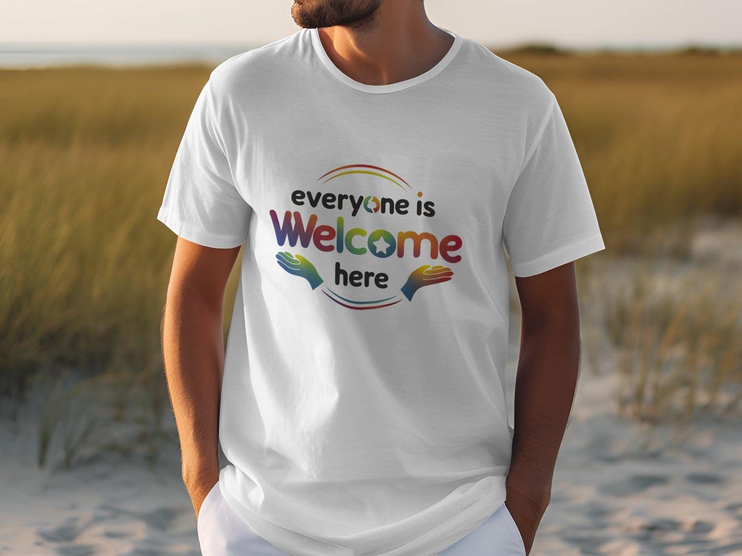 Rainbow Pride Everyone is Welcome Here Unisex T-shirt, LGBTQIA Positive ...