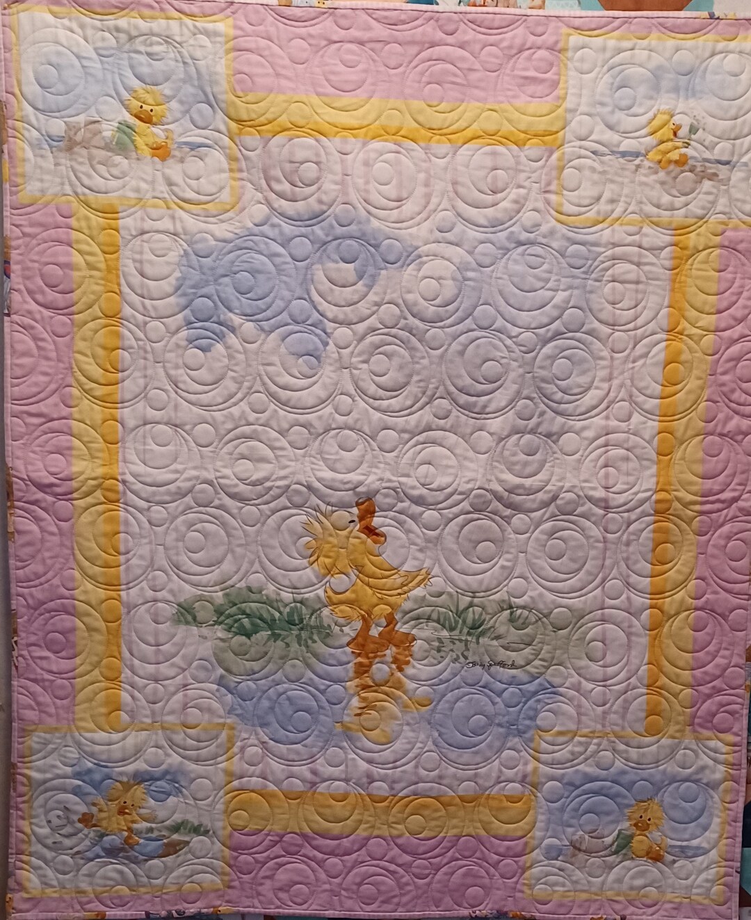 Baby Quilt - Suzy Duck Playing in the Rain - Etsy