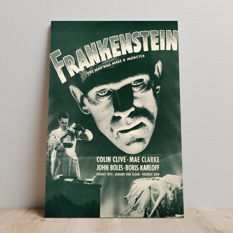 Frankenstein Poster, Horror Movie Poster , Art Poster, Wall Art, Art ...