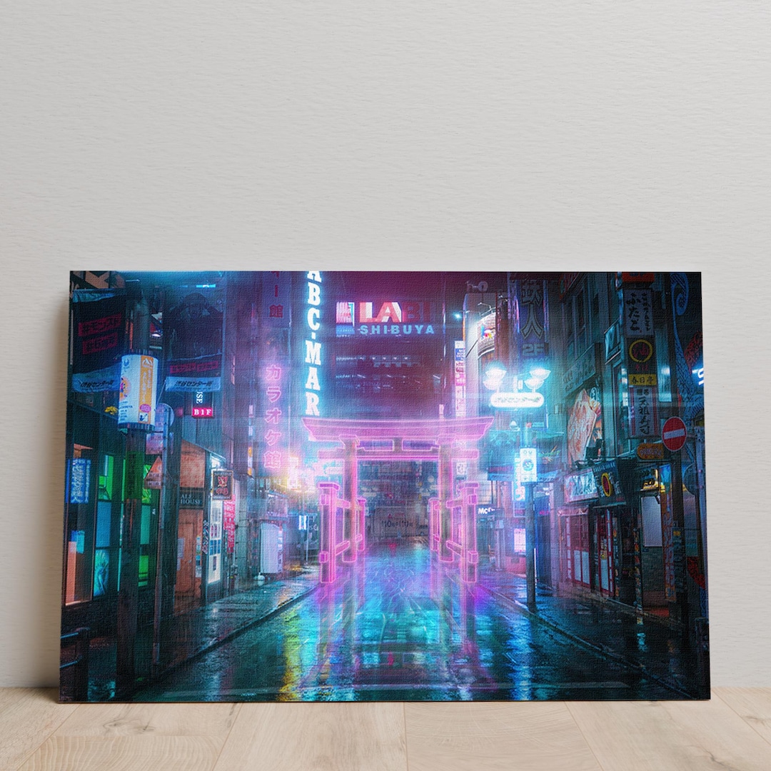 Japan, Tokyo Neon City Poster, Street Wall Art, Canvas Print, Room ...