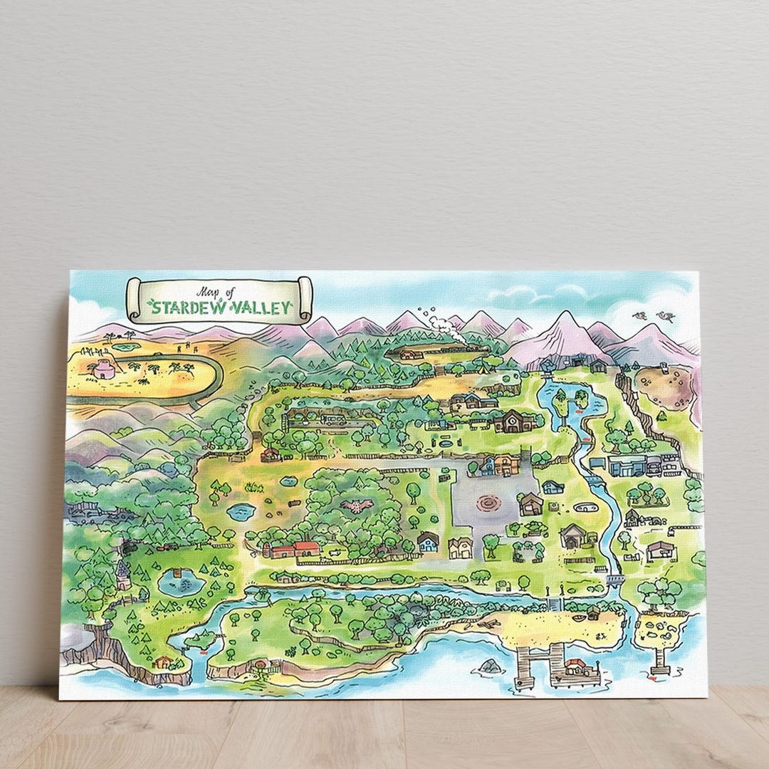 Stardew Valley Map Poster, Video Game Wall Art, Game Room Decor, Unique ...