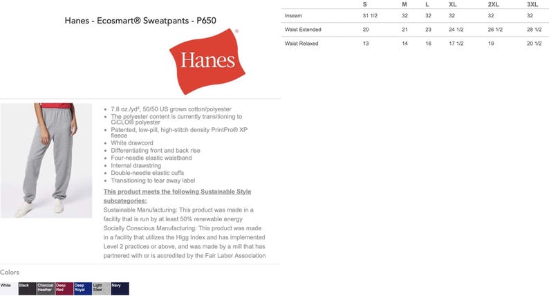 Custom Hanes Ecosmart Sweatpants, Unisex Close Bottom Joggers ...