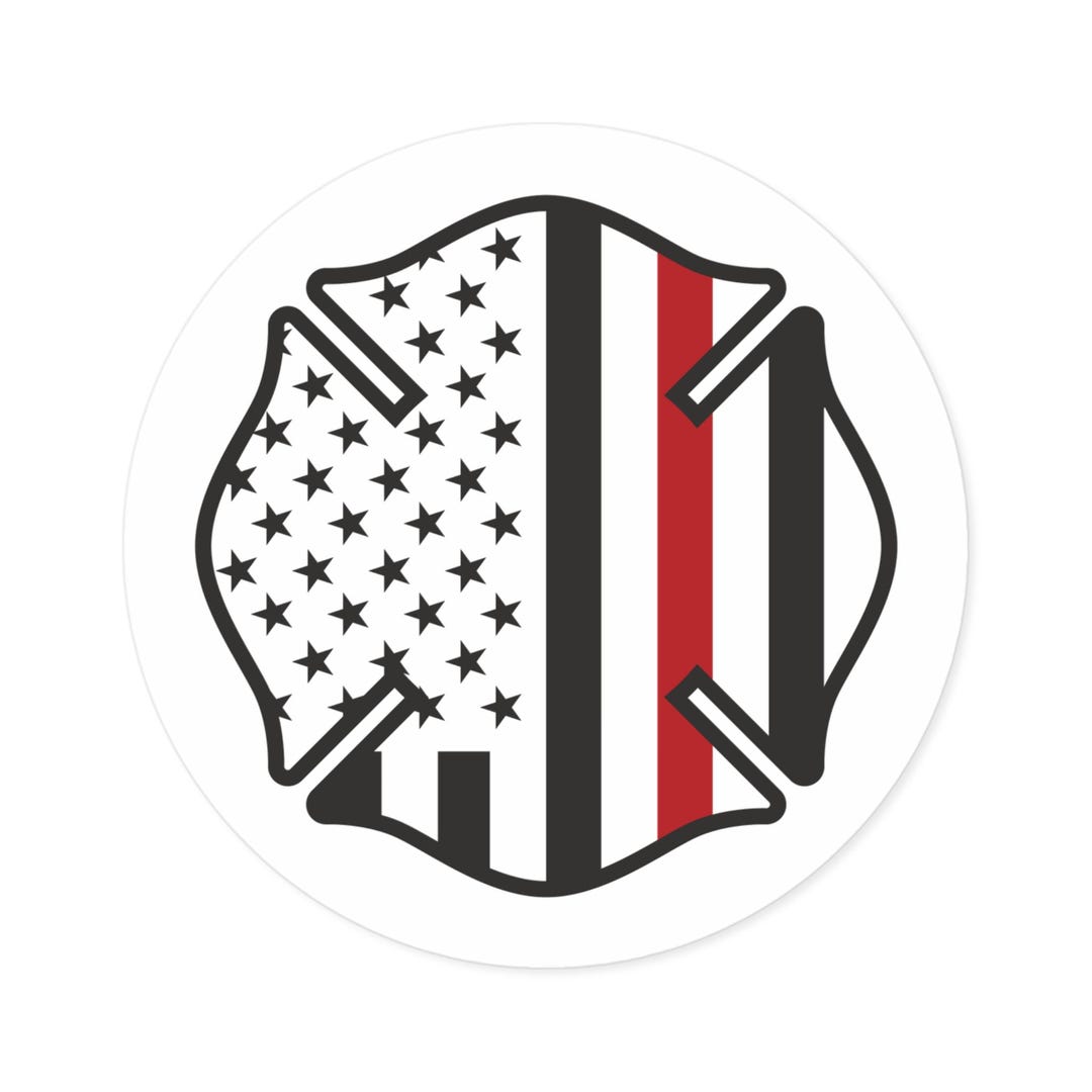 Firefighter Sticker, Round Sticker for Indoor or Outdoor Use ...