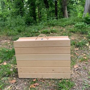 Handmade Boho Wooden Table With 4 Stools 44x22 Inch Folding Picnic ...