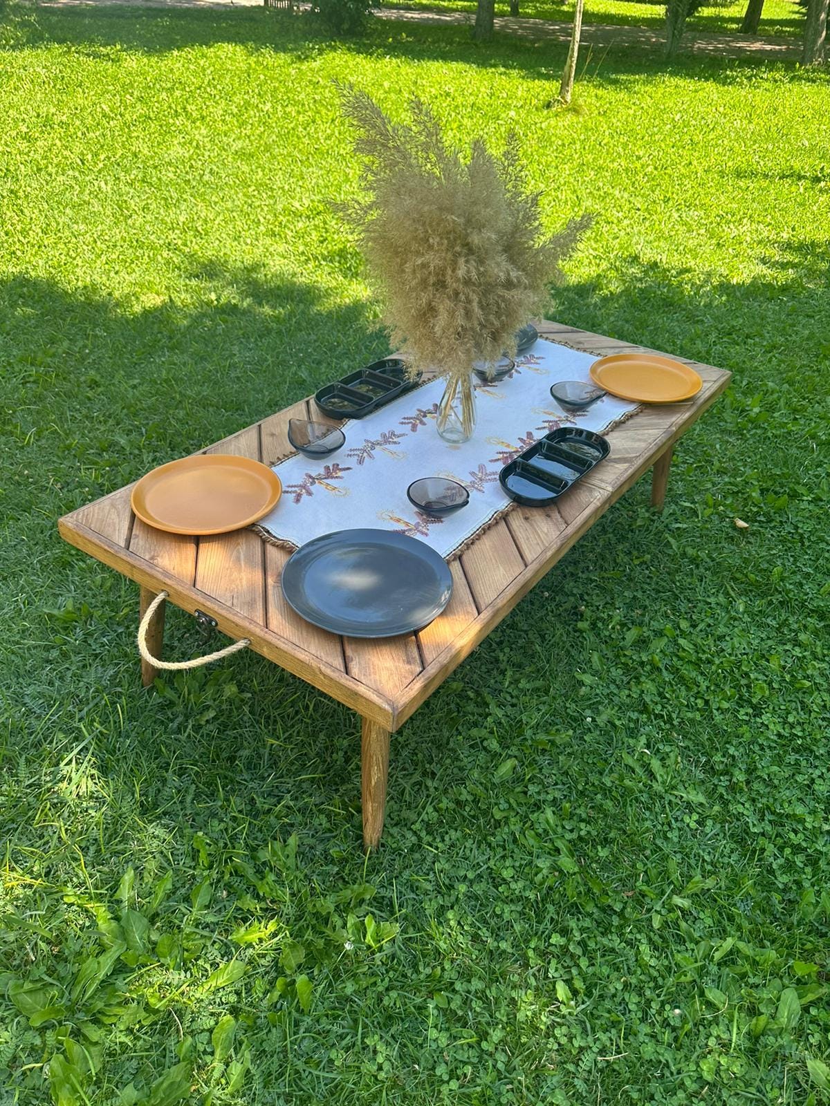 Handmade Rustic Wooden Low Picnic Table, Boho Folding Camp Table - Etsy
