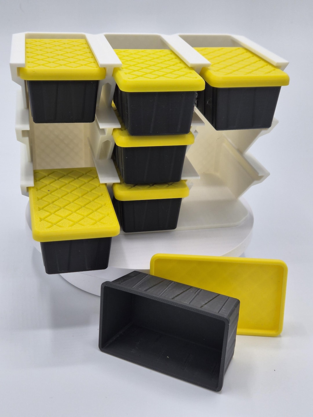 Mini Desktop HDX Storage Totes | 3D Printed With Stacker / Storage Rack ...