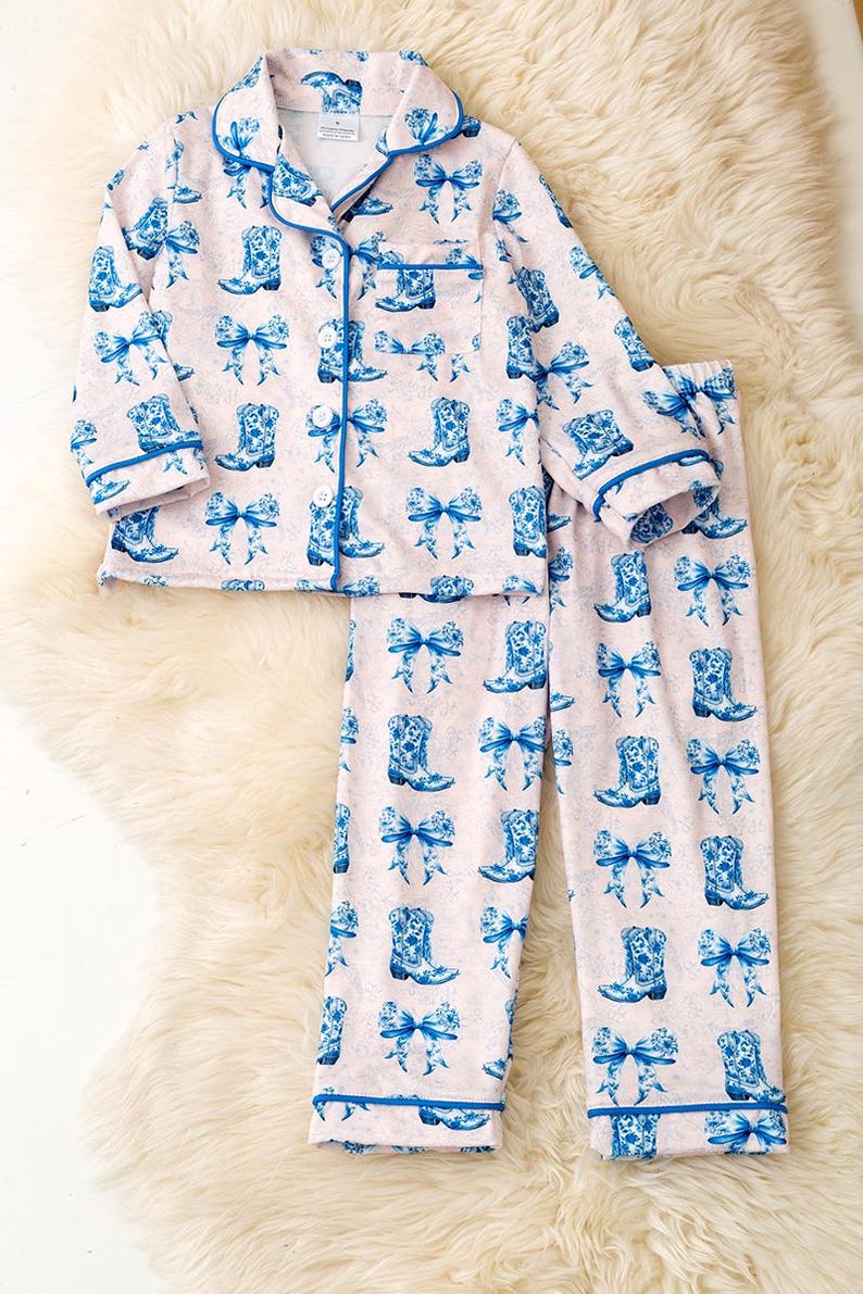 Western Coquette on Blue Tone Pajamas Set. PJG60011 - Etsy