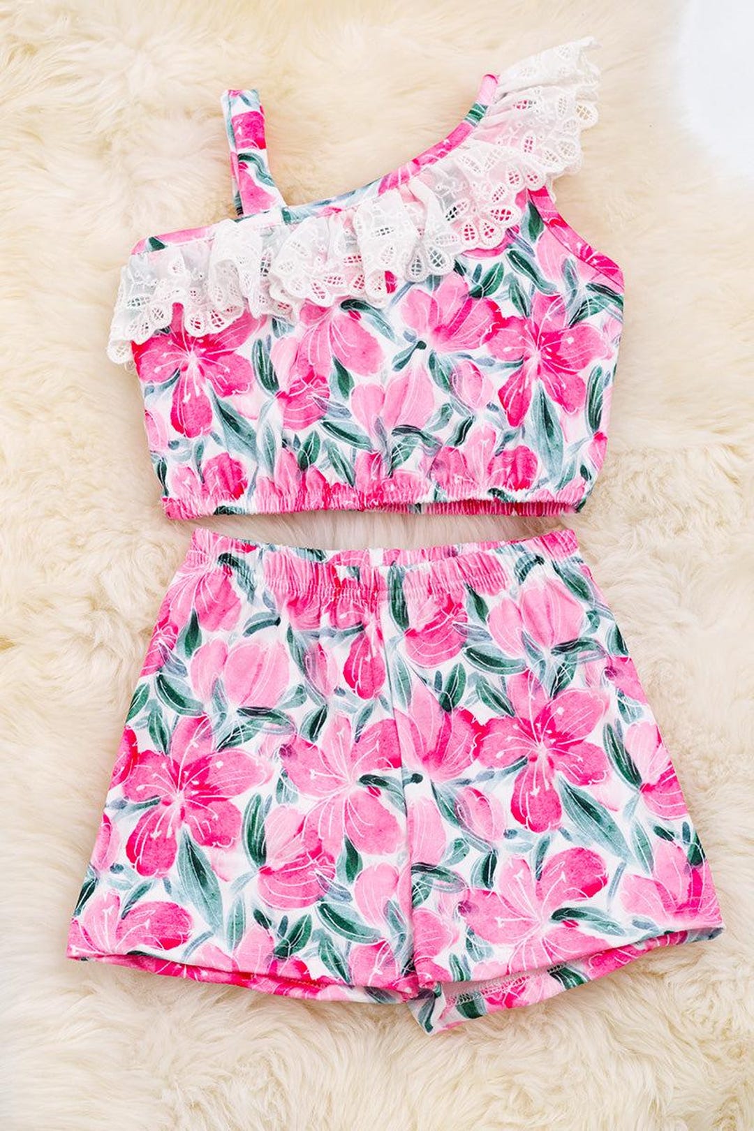 Tropical Short Set With Cold Shoulder. - Etsy