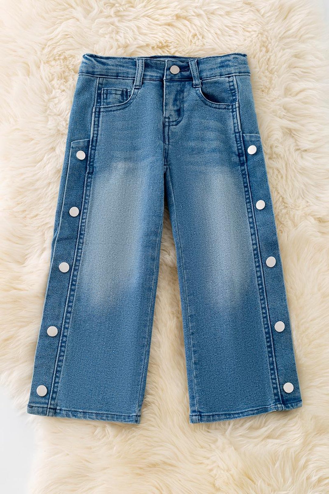 Side Snap Wide Leg Denim Pants. - Etsy