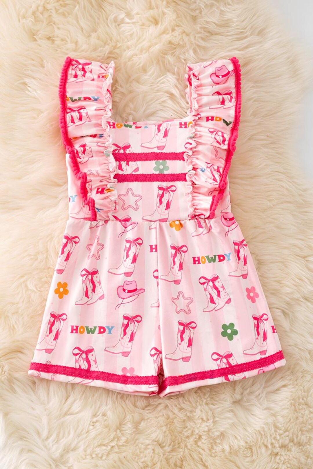 Howdy" Lt. Pink Western Romper With Angel Sleeves. PNG50252 - Etsy
