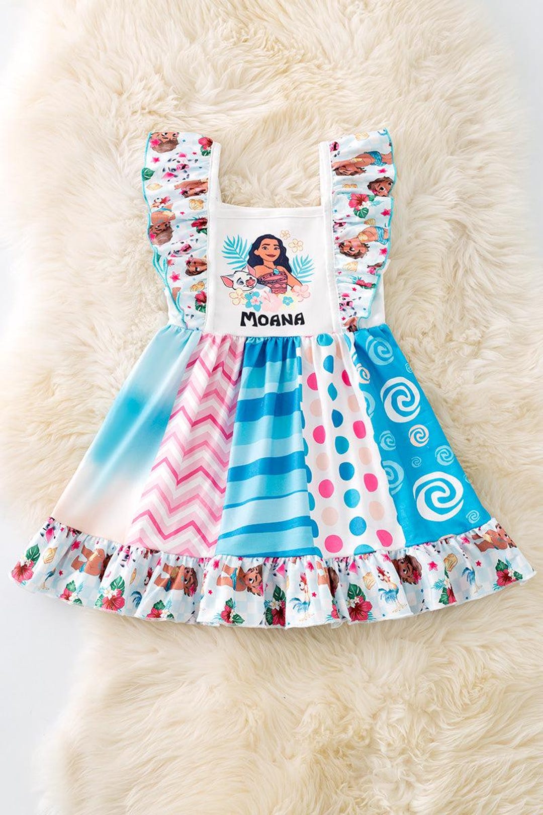 M*oana Themed Character Printed Girls Ruffle Dress. - Etsy