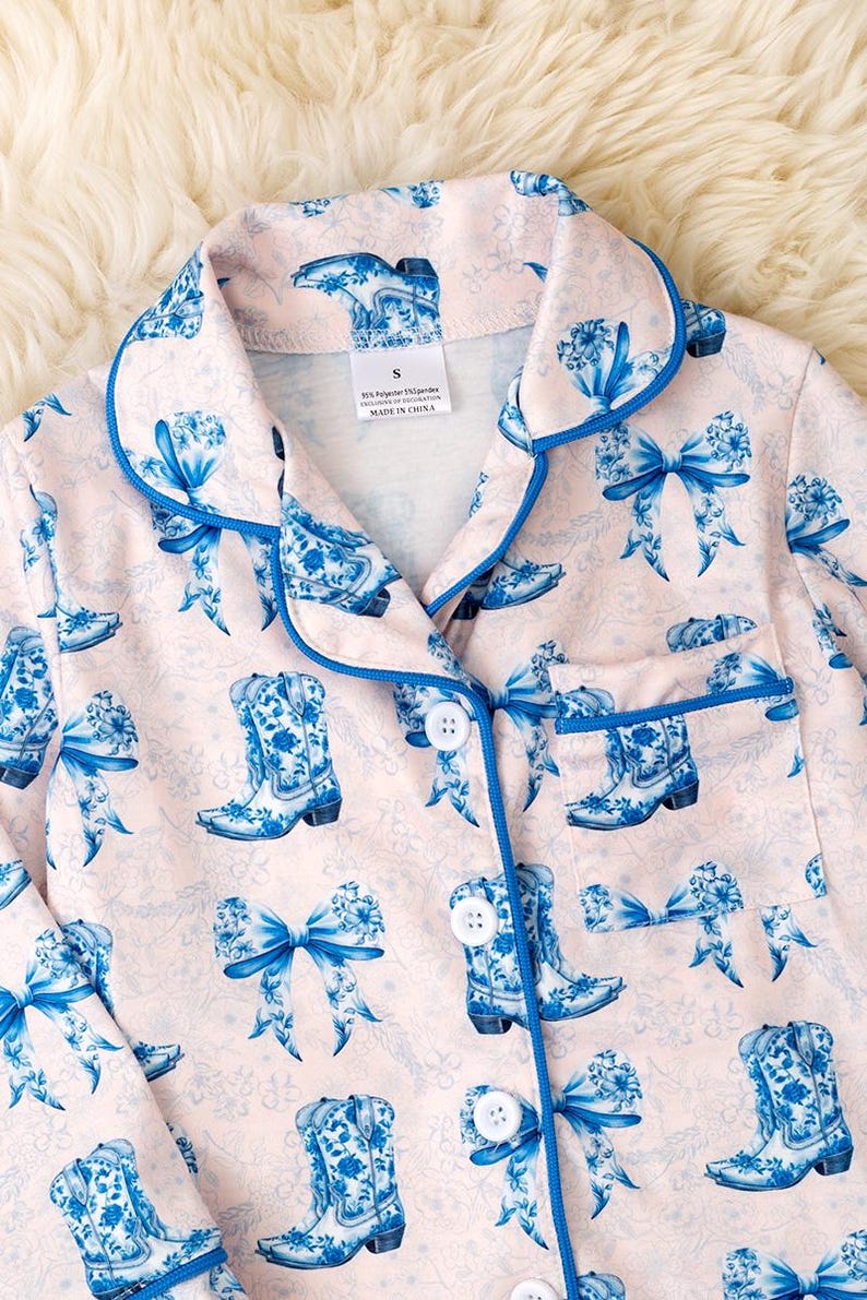 Western Coquette on Blue Tone Pajamas Set. PJG60011 - Etsy