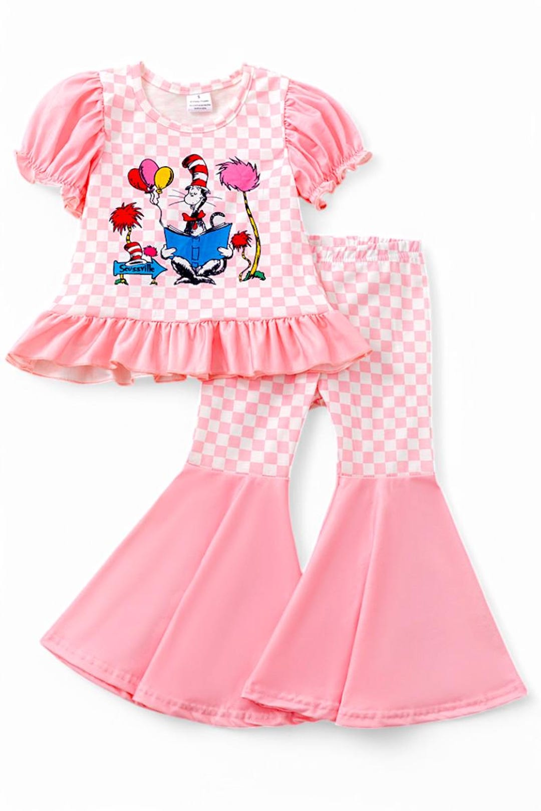 Pink Checkered 2 Piece Girls Set. - Etsy
