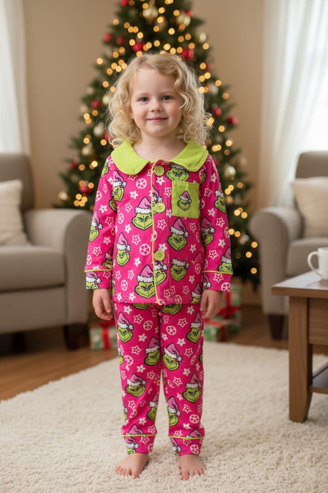 Fuchsia Character Printed Girls Christmas Pajamas. GLP071804 - Etsy