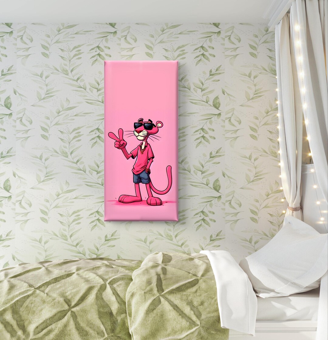 Pink Panther Canvas Art | Retro Cartoon Wall Decor - Etsy