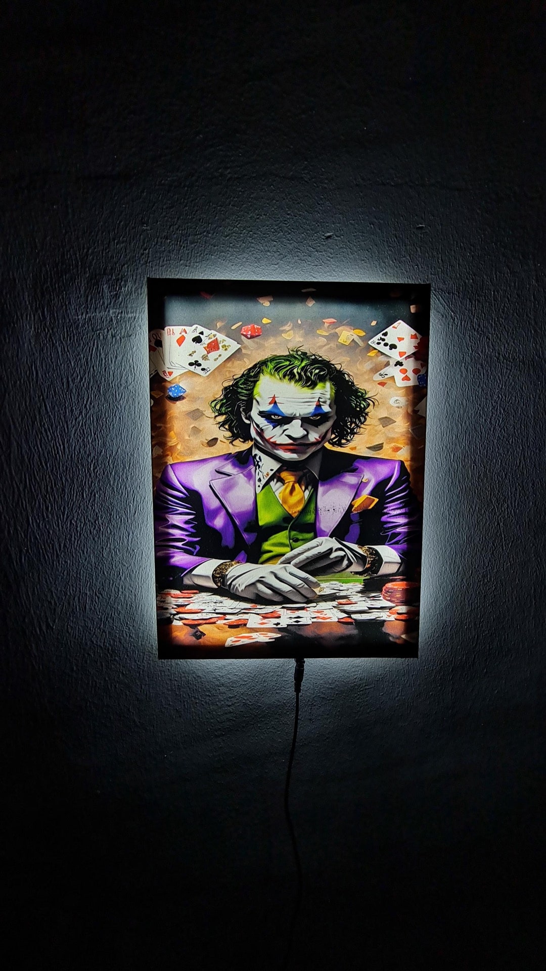 Joker Wall Art With LED Lights, Joker Decor Wall Led Sign, Joker RGB ...