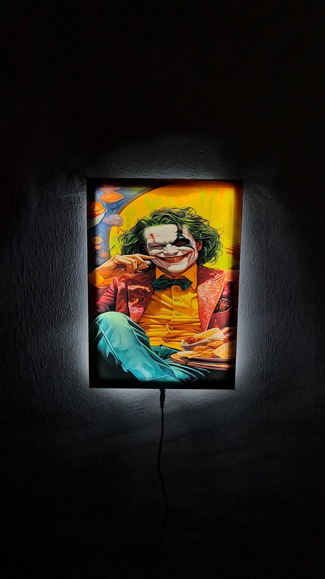 Joker Wall Art With LED Lights, Joker Decor Wall Led Sign, Joker RGB ...
