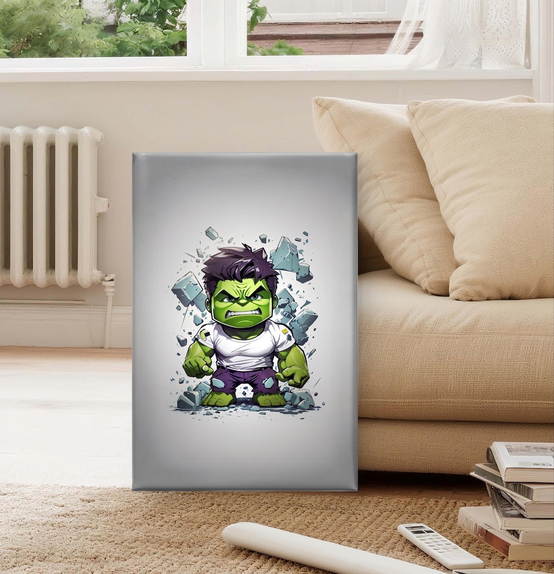 Chibi Hulk Canvas: Funny Superhero Comic Print, Kids Room Decor - Etsy