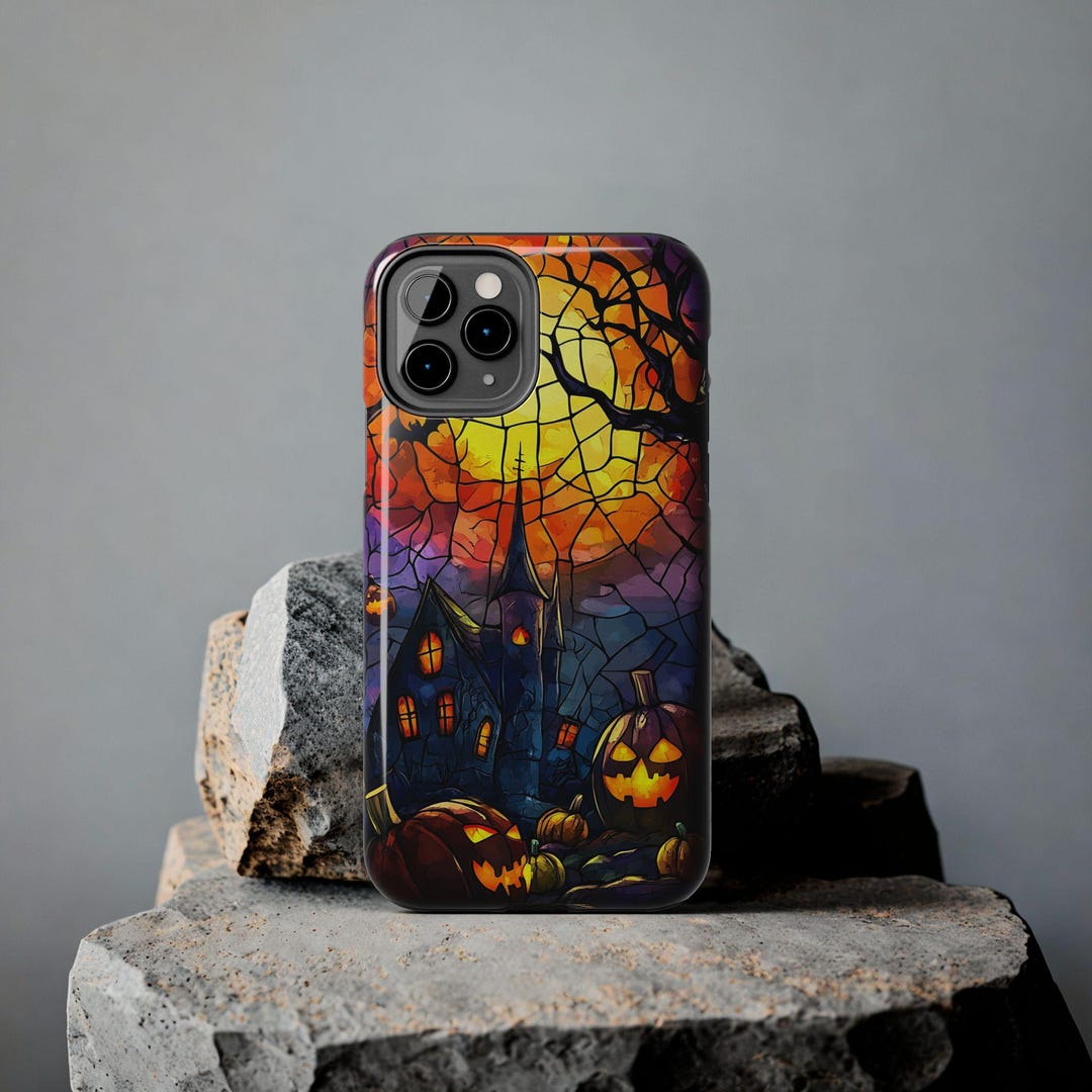 Scary Haunted House Halloween Stained Glass Tough Phone Cases - Etsy UK