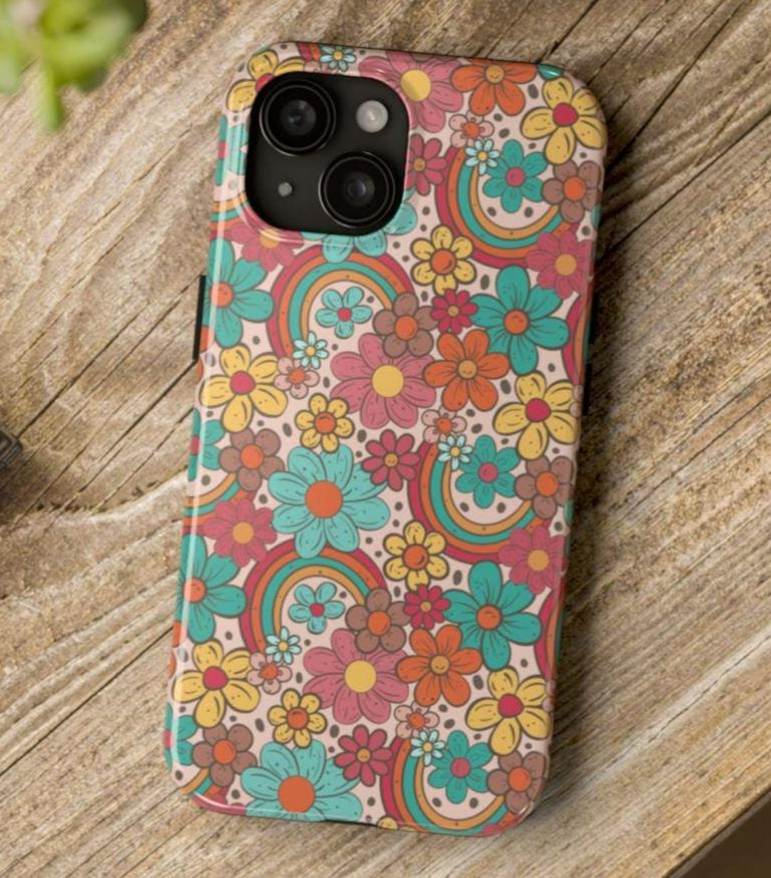 70s Flowers and Rainbows Hippie Style Tough Phone Cases for iPhone and ...