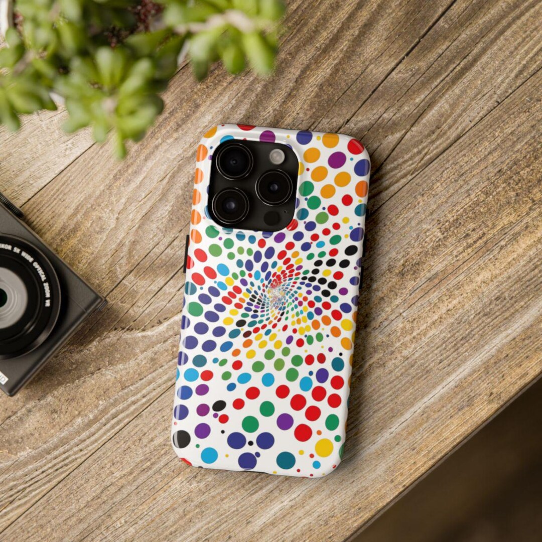 Optical Illusion Phone Case: Rainbow 3D Spiral, Shockproof - Etsy
