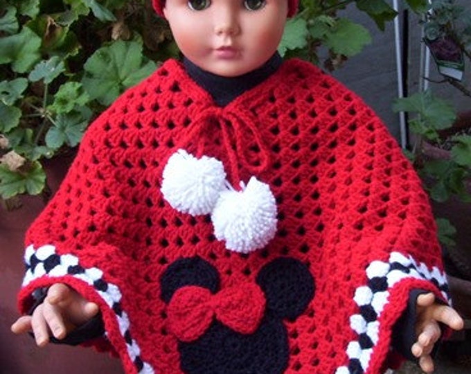 Crocheted Minnie Mouse Poncho & Hat in Red - Etsy