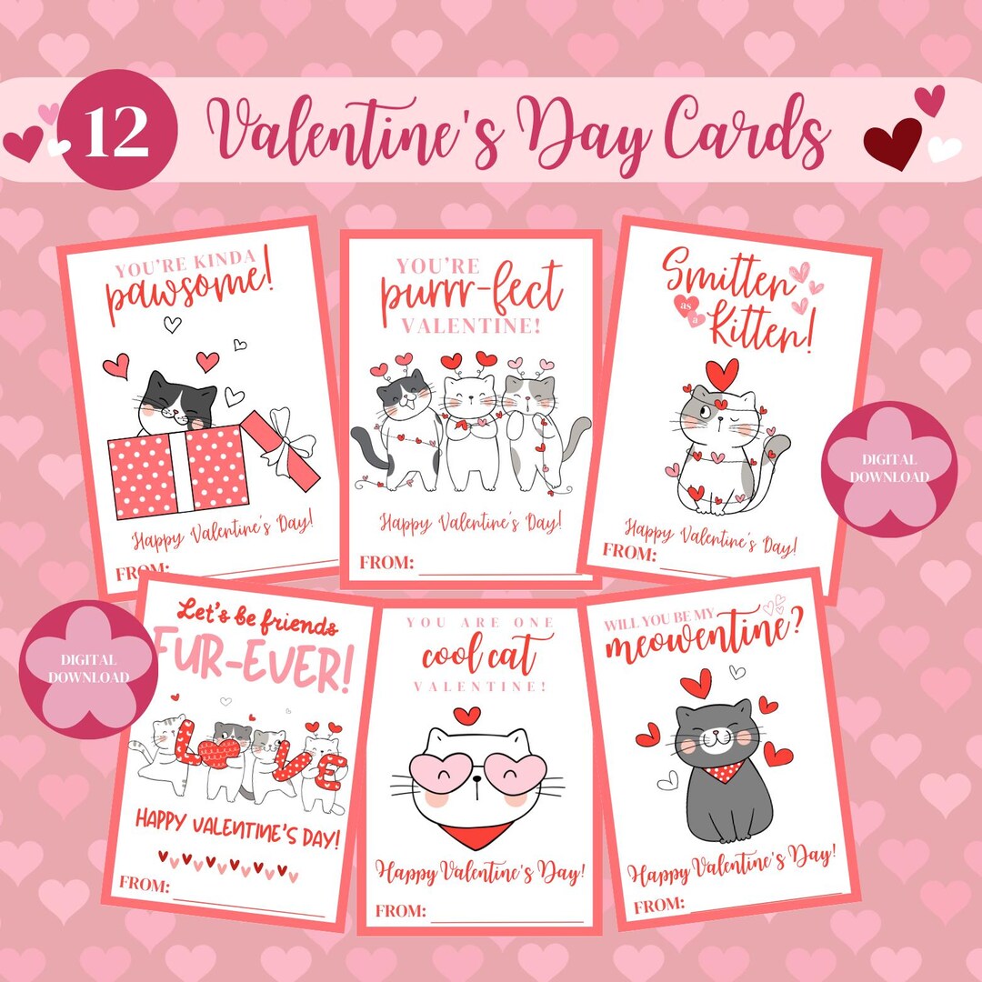 Cat Valentine Cards | Printable Cat Valentine Cards | Classroom ...