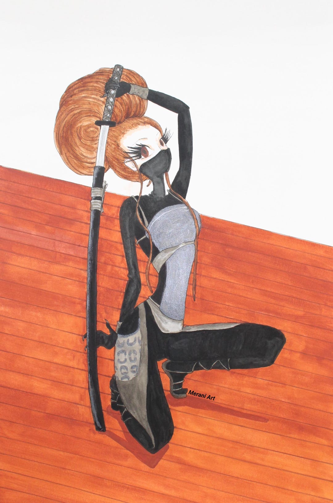 Crouching Ninja Original Art Print - Etsy