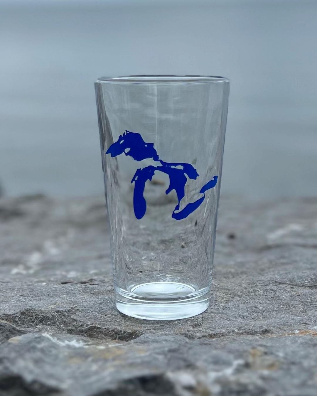Great Lakes Pint Glass With Blue Lakes Design - Etsy