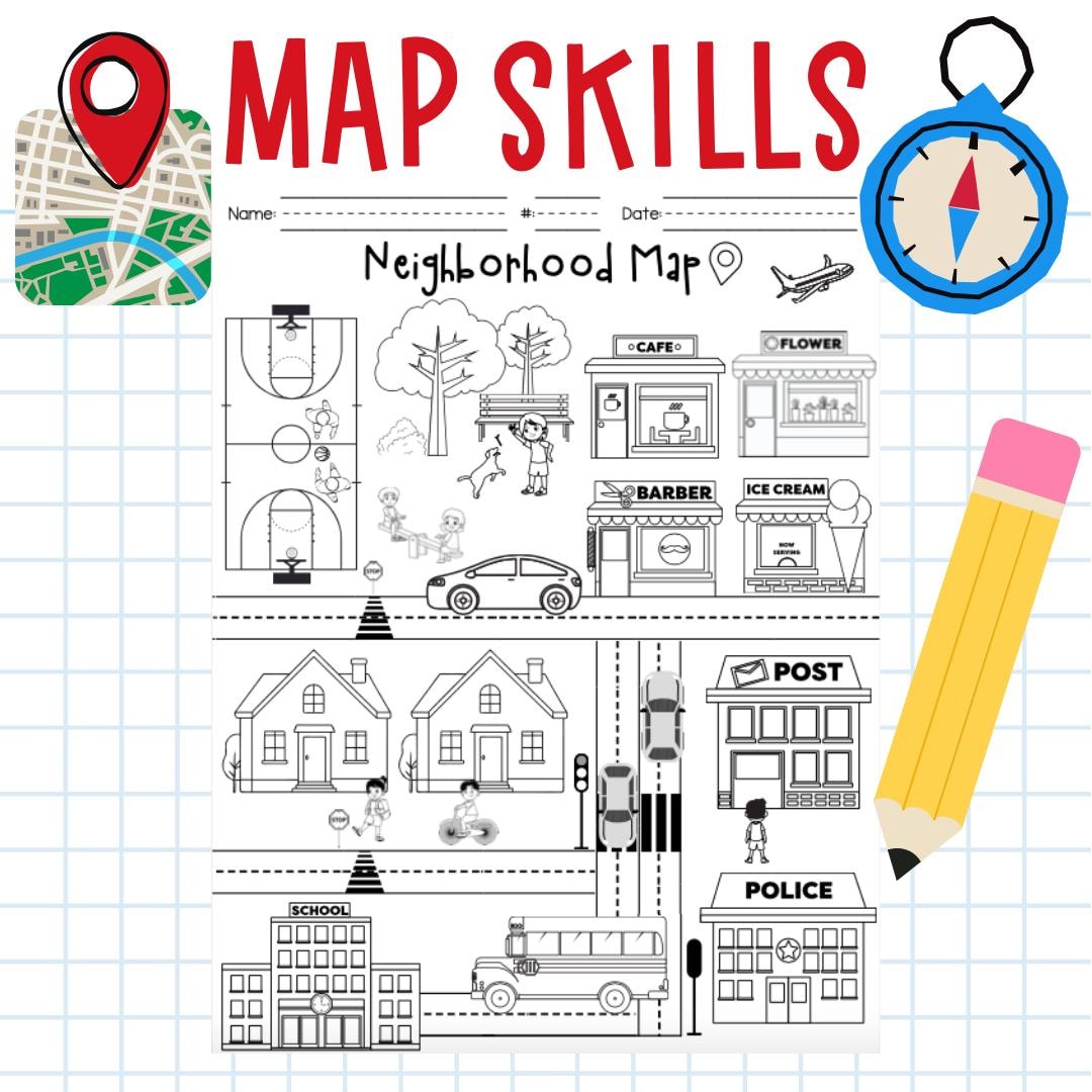 Map Skills Worksheets | Reading a Map | Cardinal Directions - Etsy