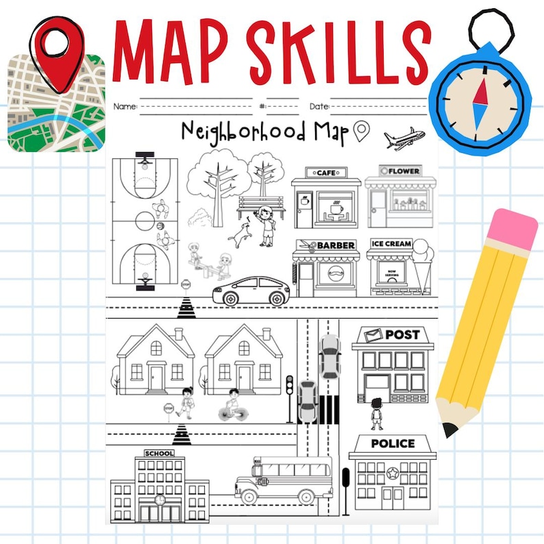 Map Skills Worksheets | Reading a Map | Cardinal Directions - Etsy